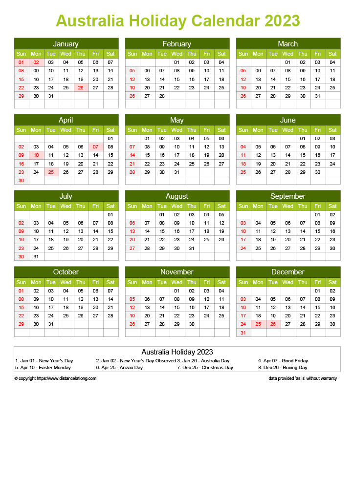 Download Free Printable 2023 Monthly Calendar With Australia Holidays ...